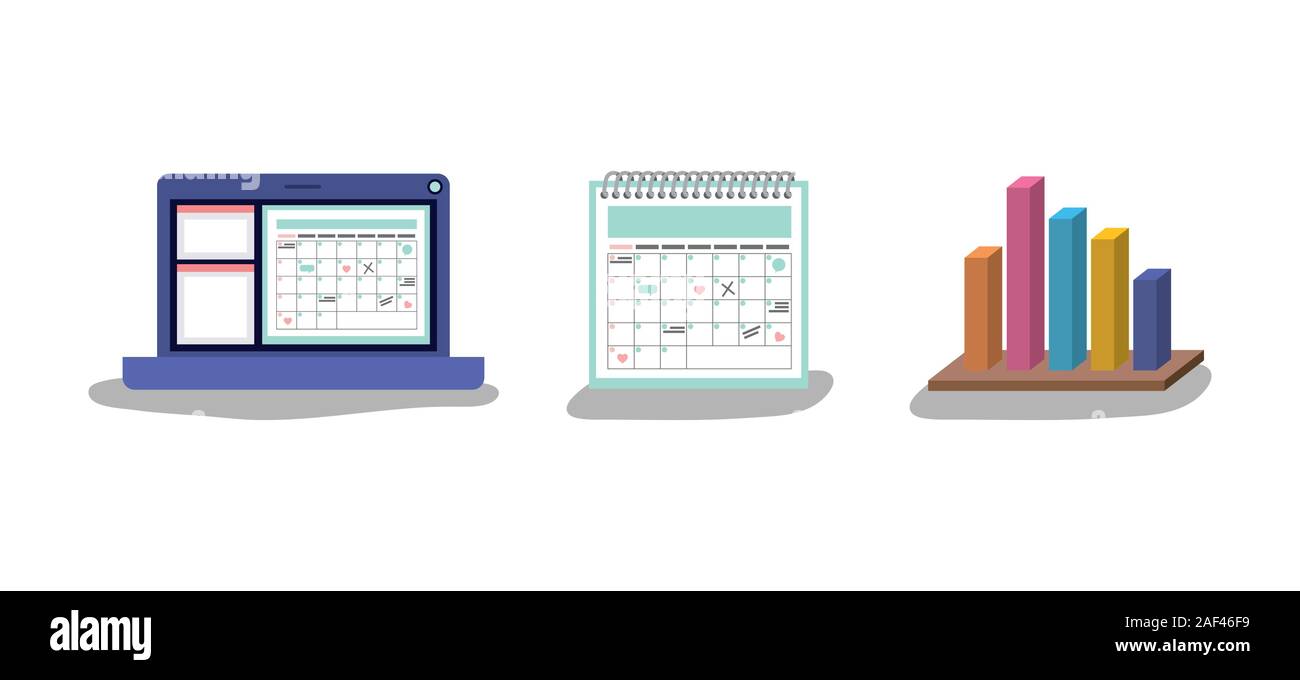 Isolated workflow laptop and calendar vector design Stock Vector Image ...