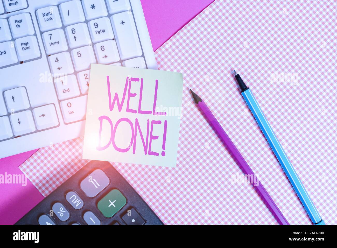 Writing note showing Well Done. Business concept for used praising ...