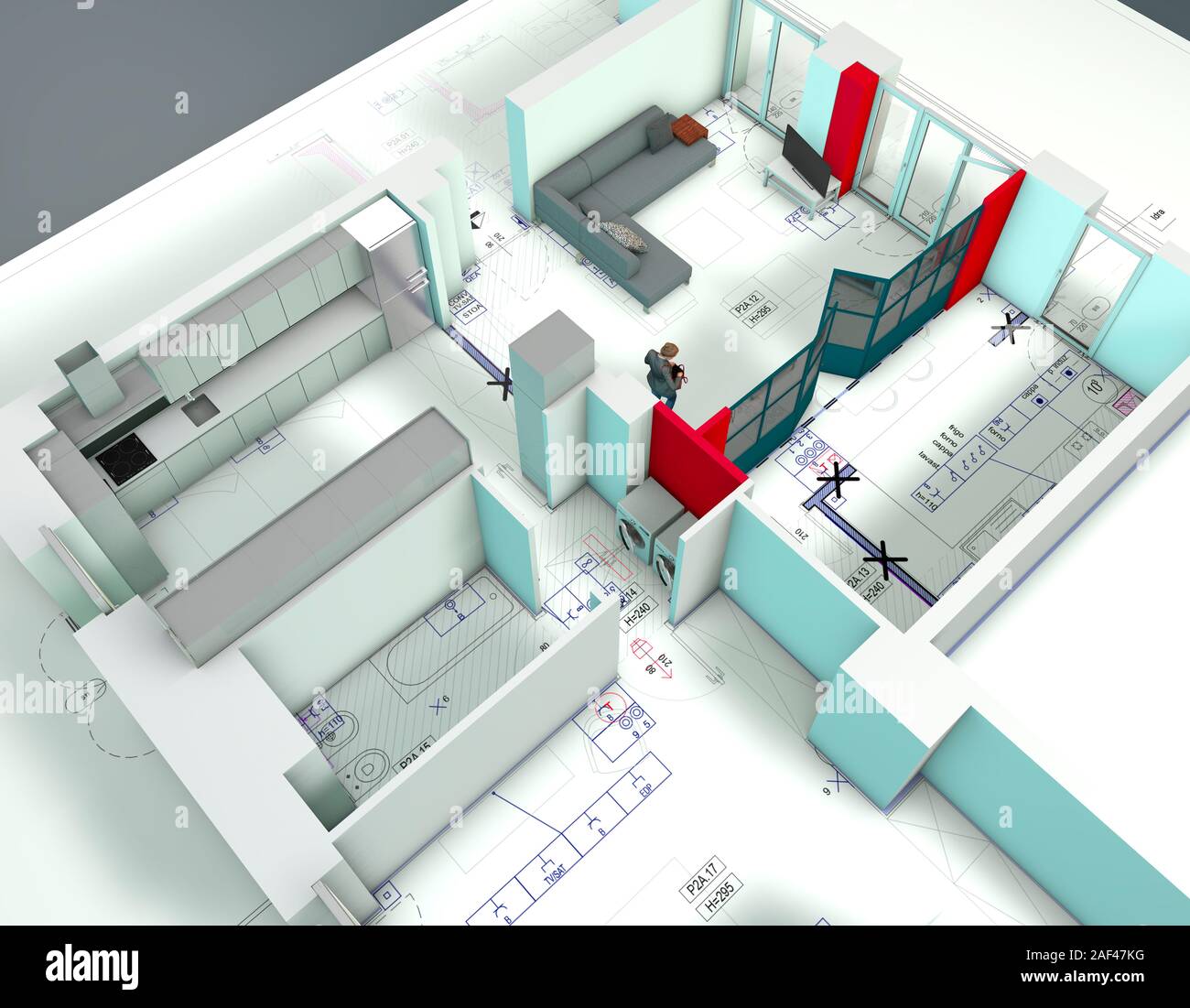 Architectural redesign of an apartment, reformulation of the interior ...