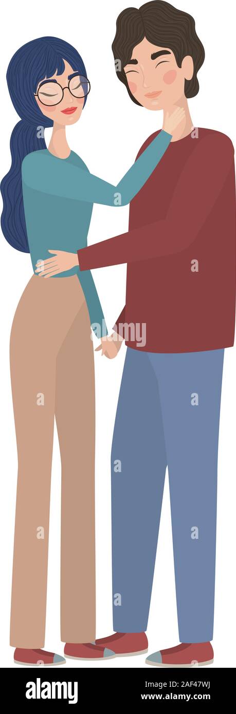 Couple of woman and man drawing vector design Stock Vector Image & Art ...