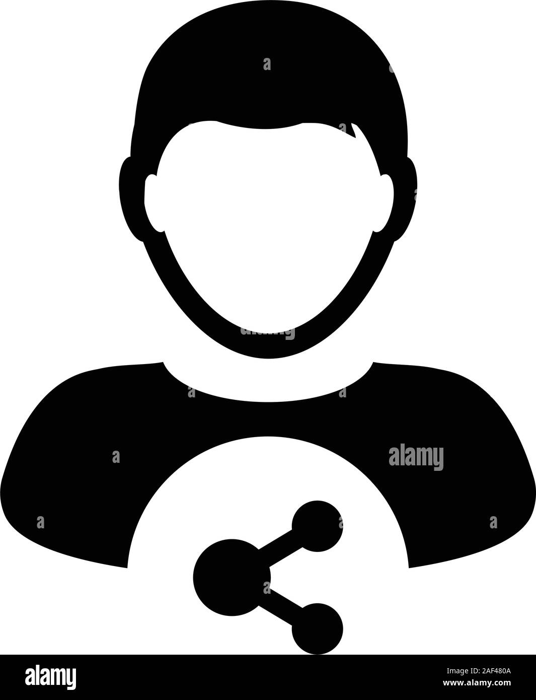 Interaction network icon vector male person profile avatar with share ...