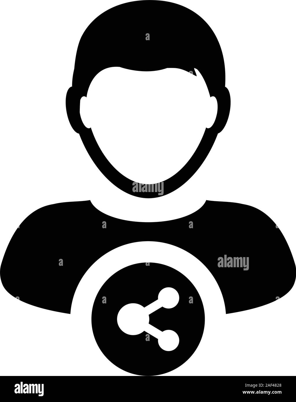 Network icon vector male person profile avatar with share symbol in a ...