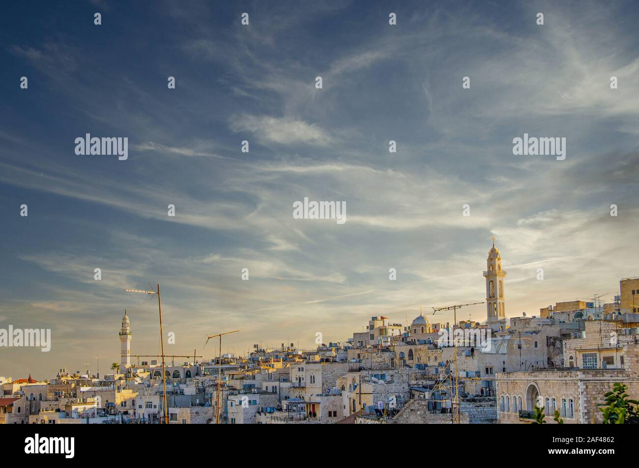 Cityscape of Bethlehem just before sunset Stock Photo - Alamy