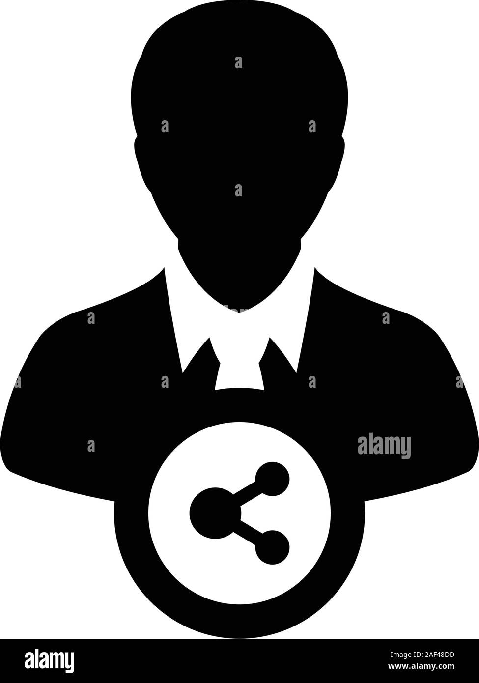 Sharing icon vector male person profile avatar with share symbol in a ...