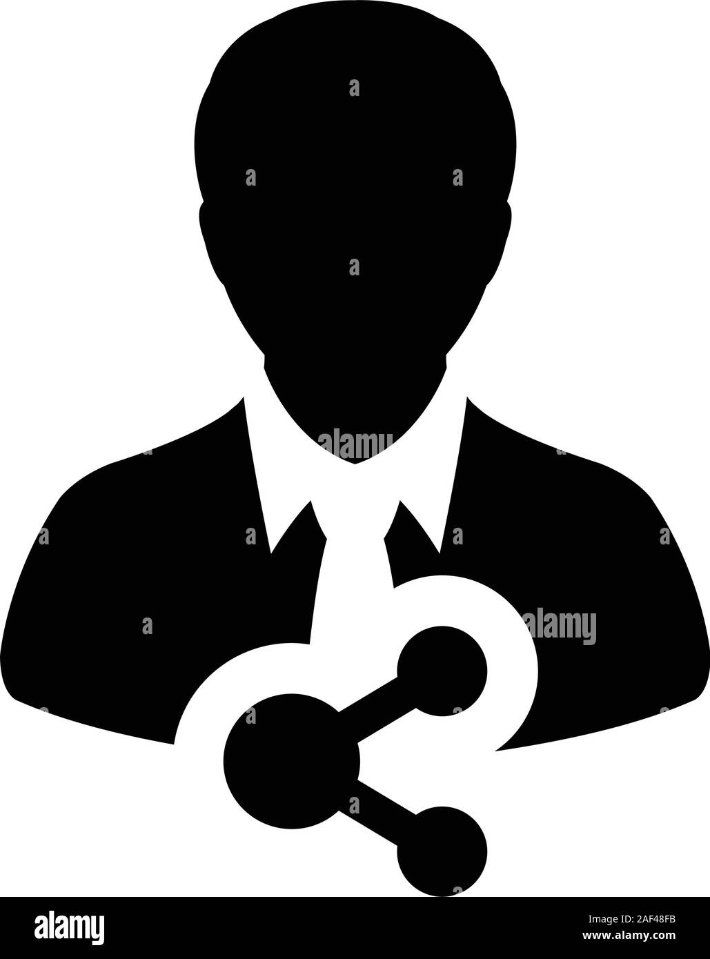 Person icon with share symbol vector male profile avatar in a glyph ...