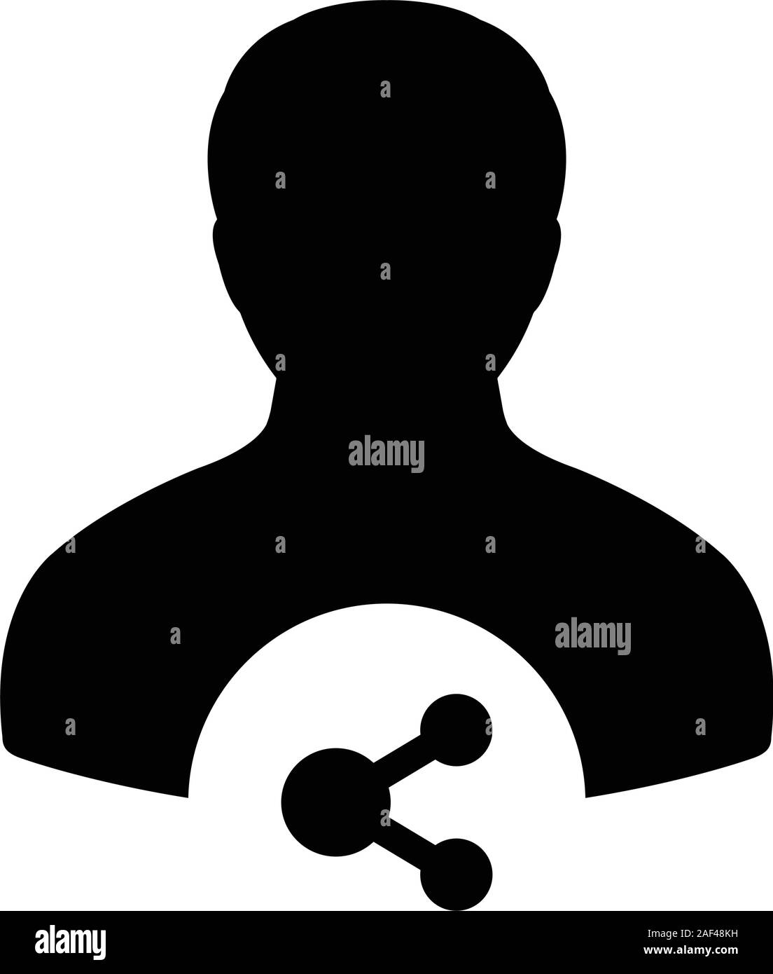 Sharing icon vector male person profile avatar with share symbol in a ...