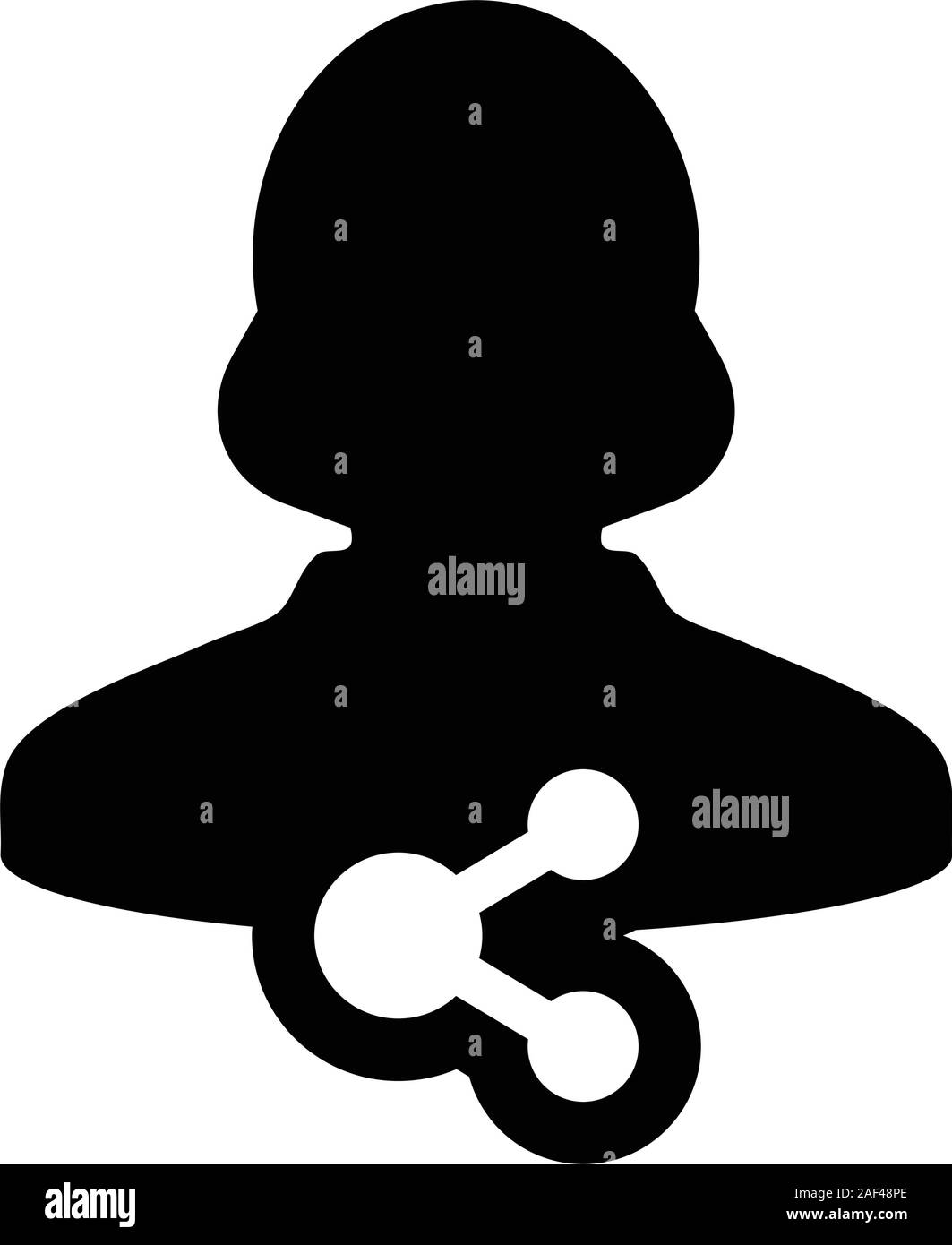 Sharing icon vector female person profile avatar with share symbol in a ...
