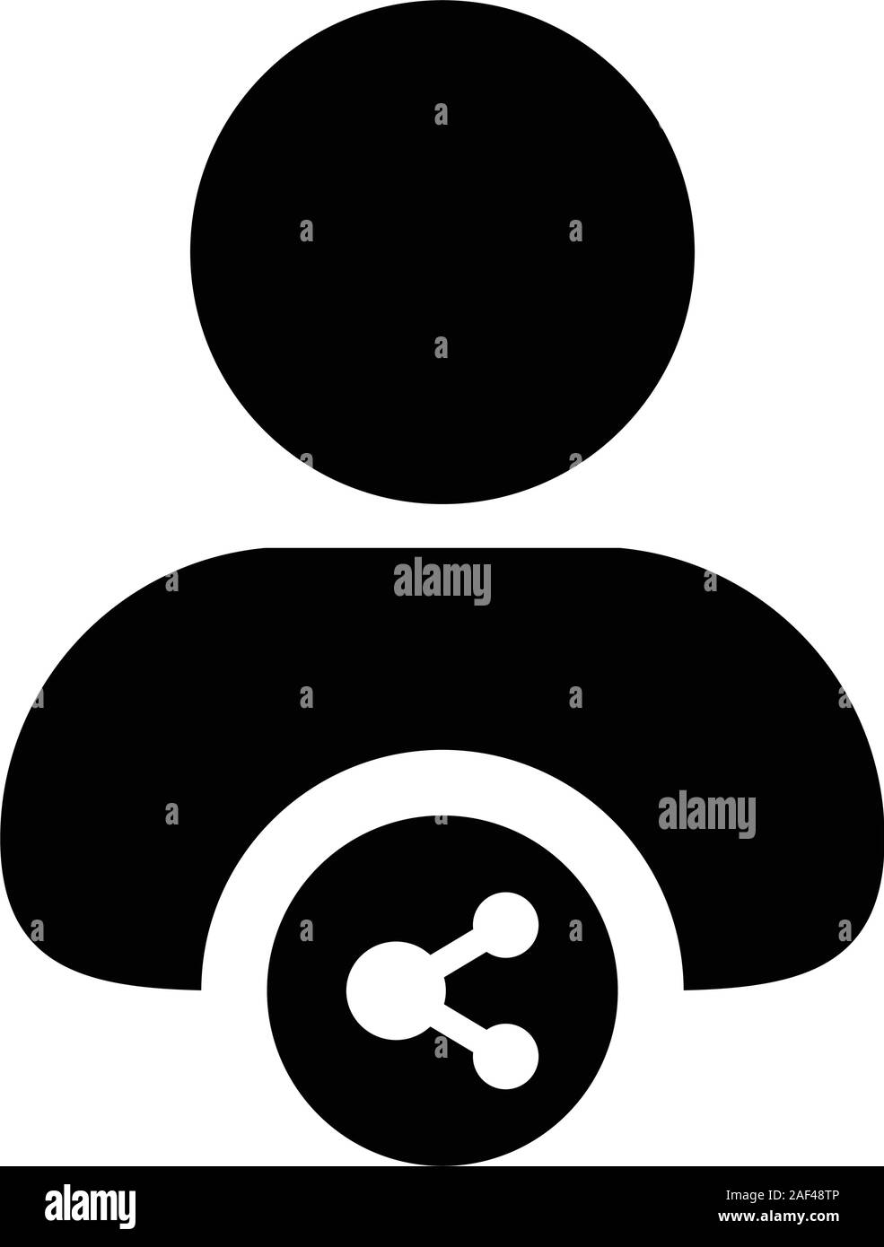 Profile icon with share symbol vector male person avatar in a glyph ...