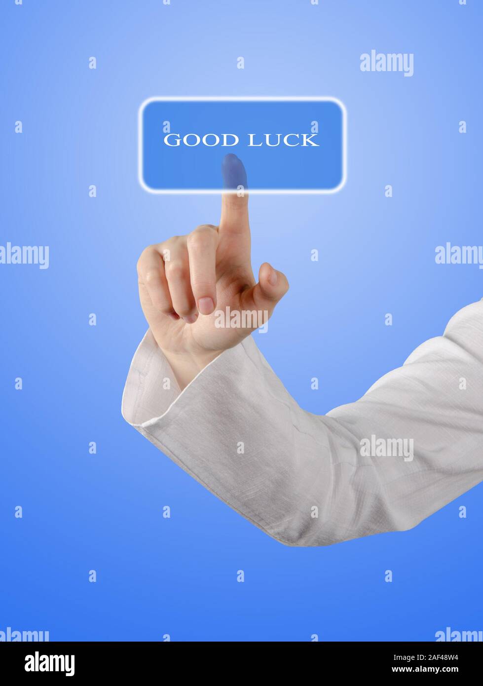 Button for good luck Stock Photo - Alamy