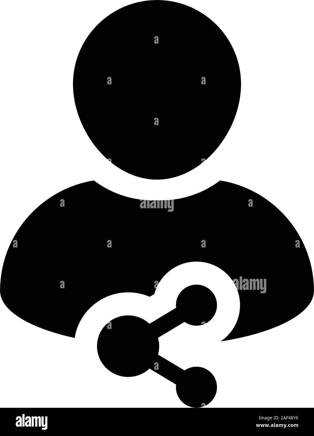Sharing icon vector male person profile avatar with share symbol in a ...