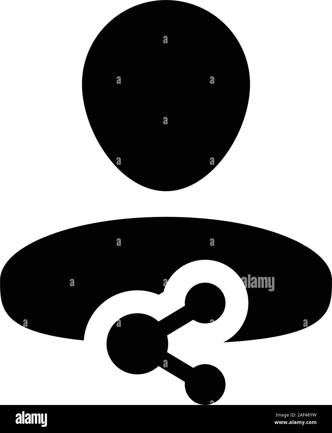 Avatar icon with share symbol vector male person profile in a glyph ...