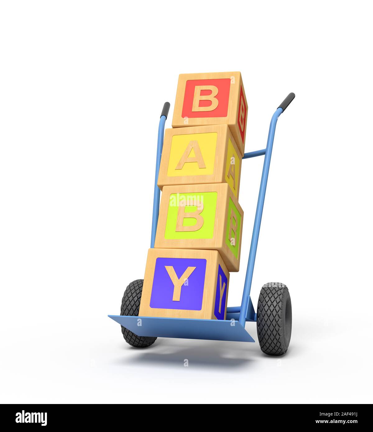 3d rendering of colorful alphabet toy blocks showing 'BABY' sign on a ...