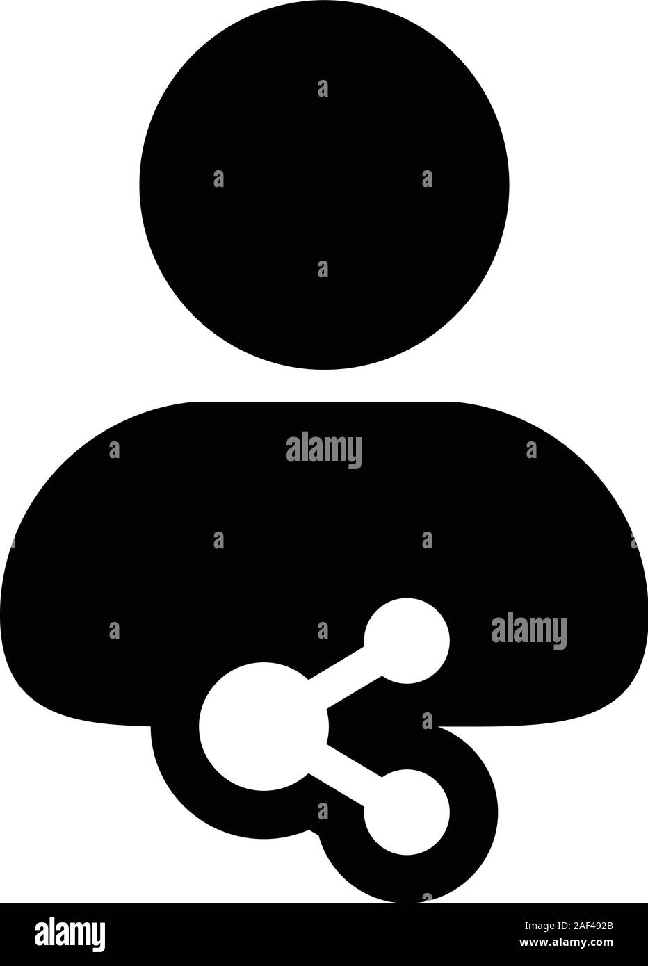 Avatar icon with share symbol vector male person profile in a glyph ...