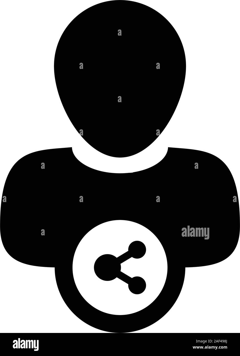 Sharing icon vector male person profile avatar with share symbol in a ...