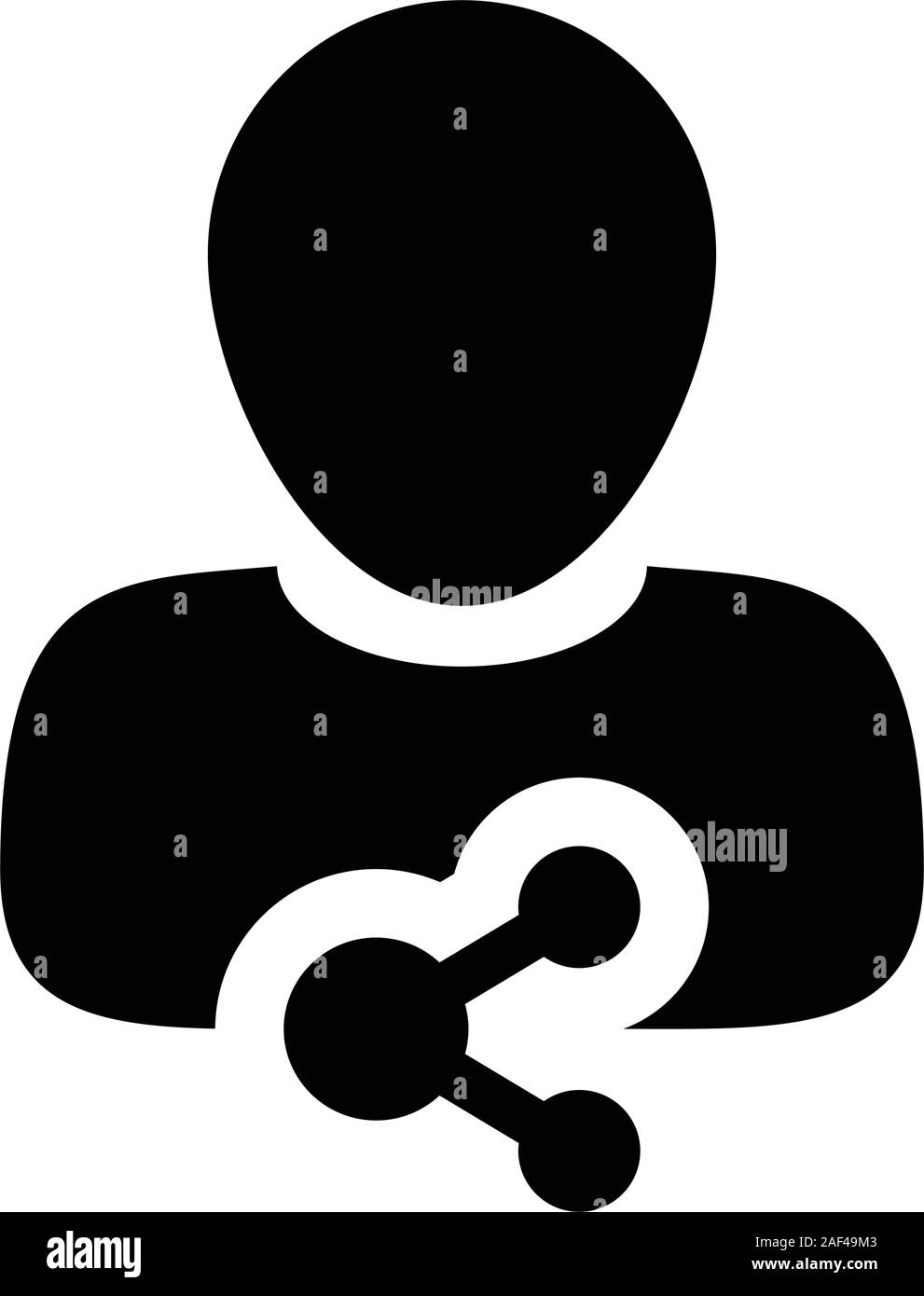 Person icon with share symbol vector male profile avatar in a glyph ...
