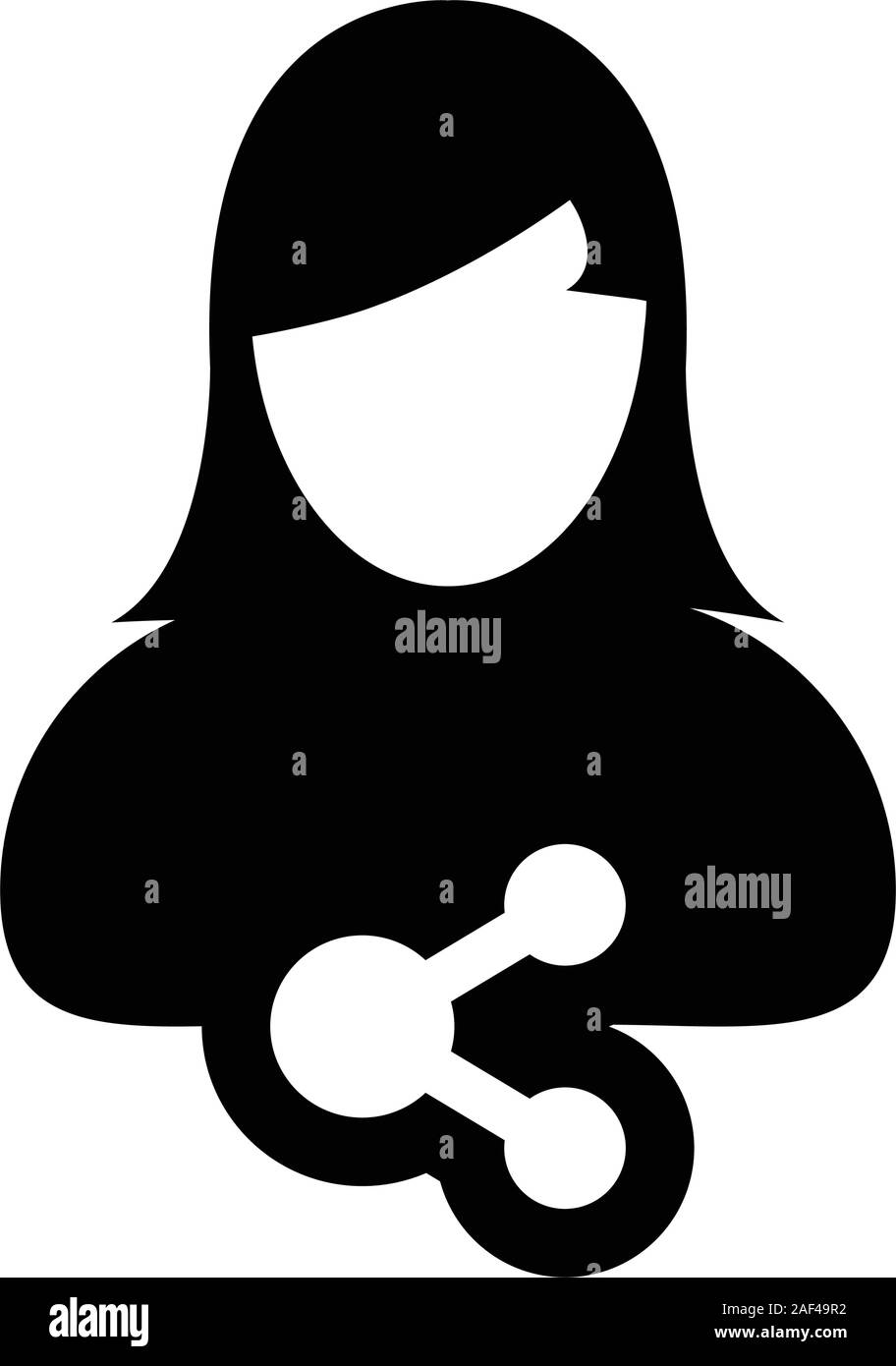 Sharing icon vector female person profile avatar with share symbol in a ...