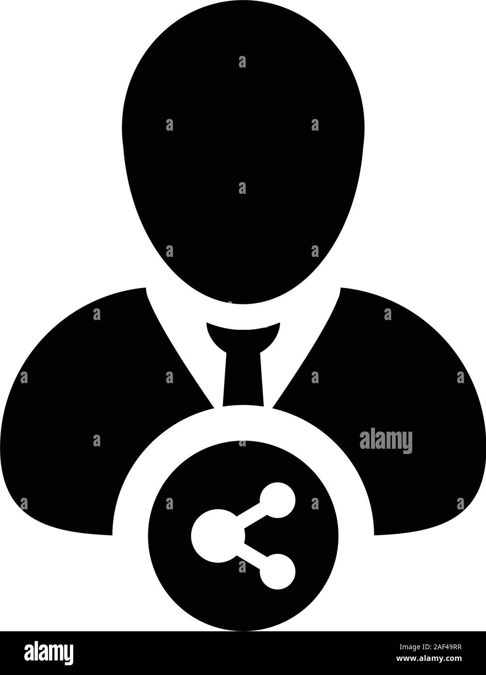 Sharing icon vector male person profile avatar with share symbol in a ...