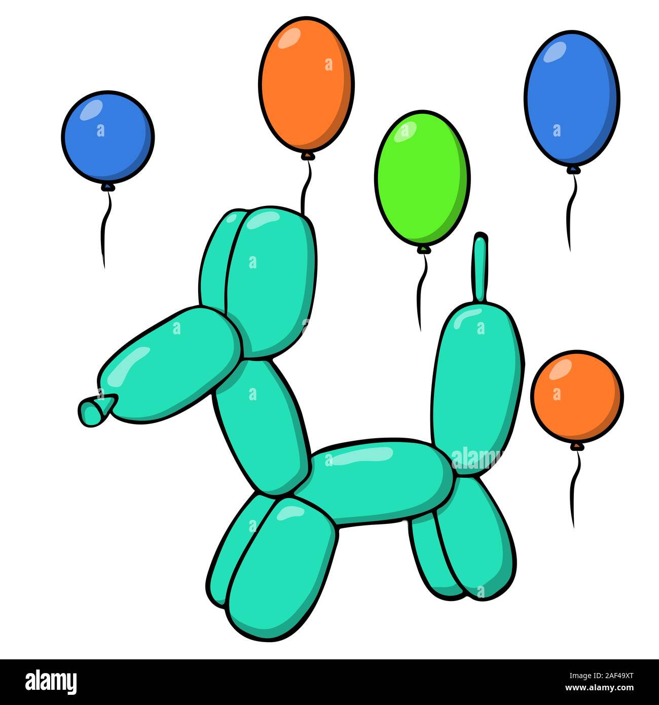 balloon dog with balloons for party. isolated stock vector illustration ...