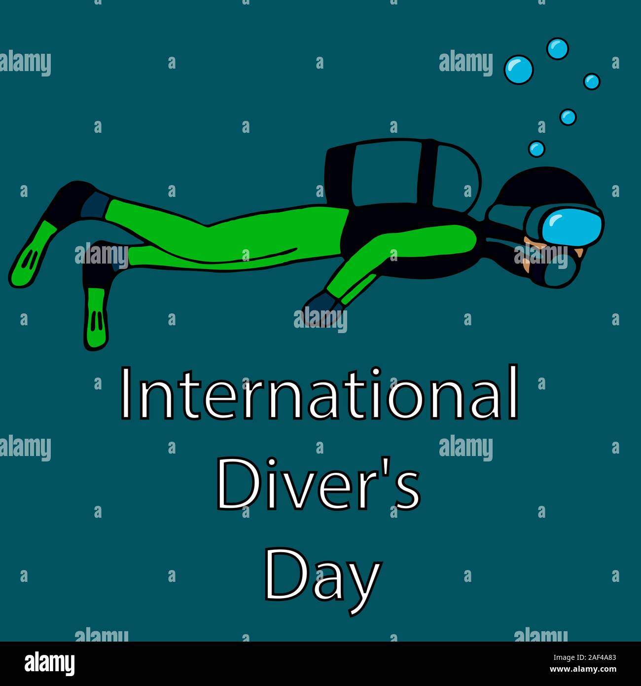 man diving with a mask. international diver day. isolated stock vector ...