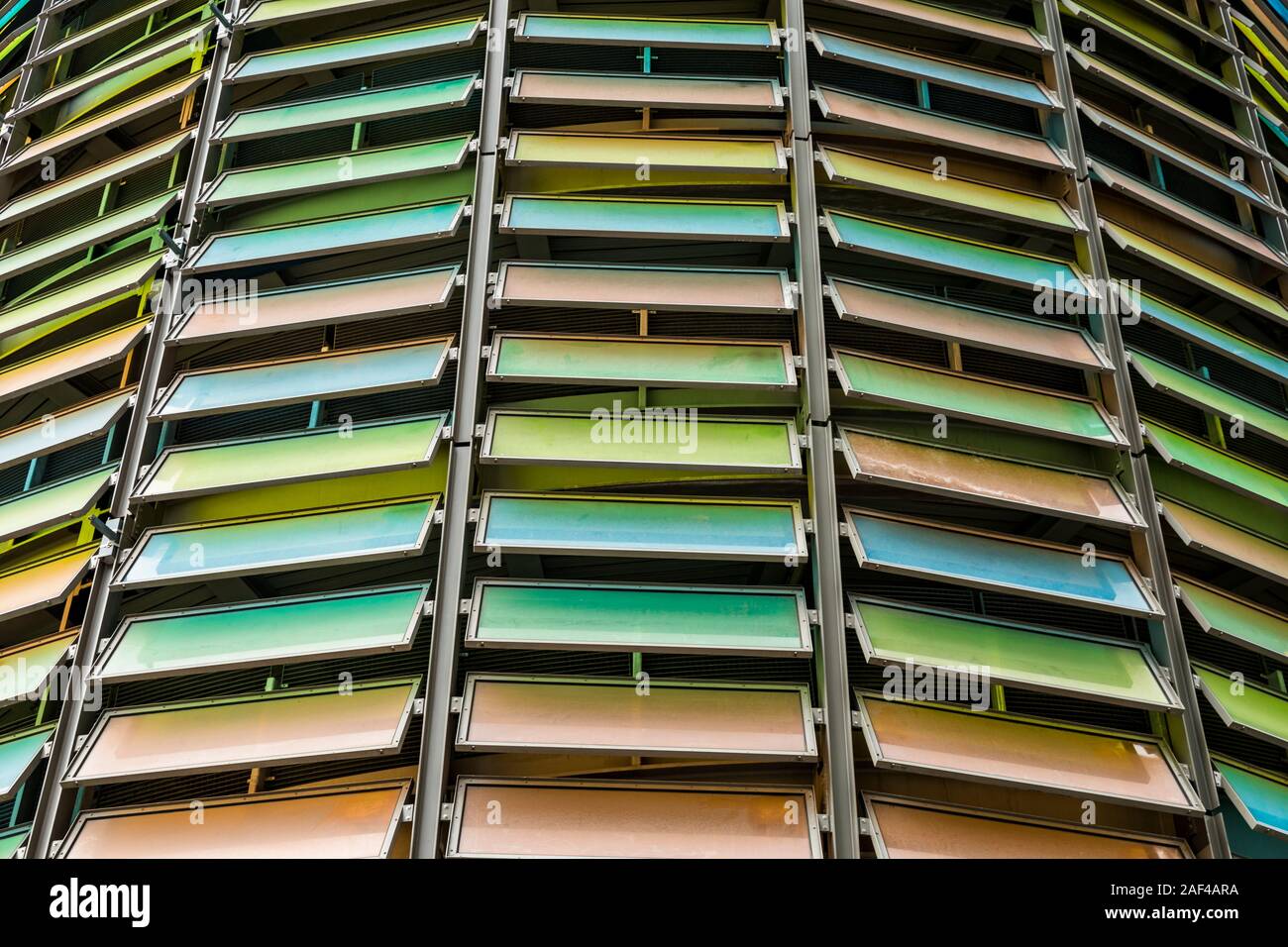 Colourful glass panels on a building facade in Berlin, Germany Stock ...