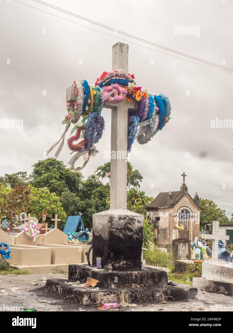 Benjamin Constant, Amazonas,Brazil - December 1 , 2018: Local cemetery ...