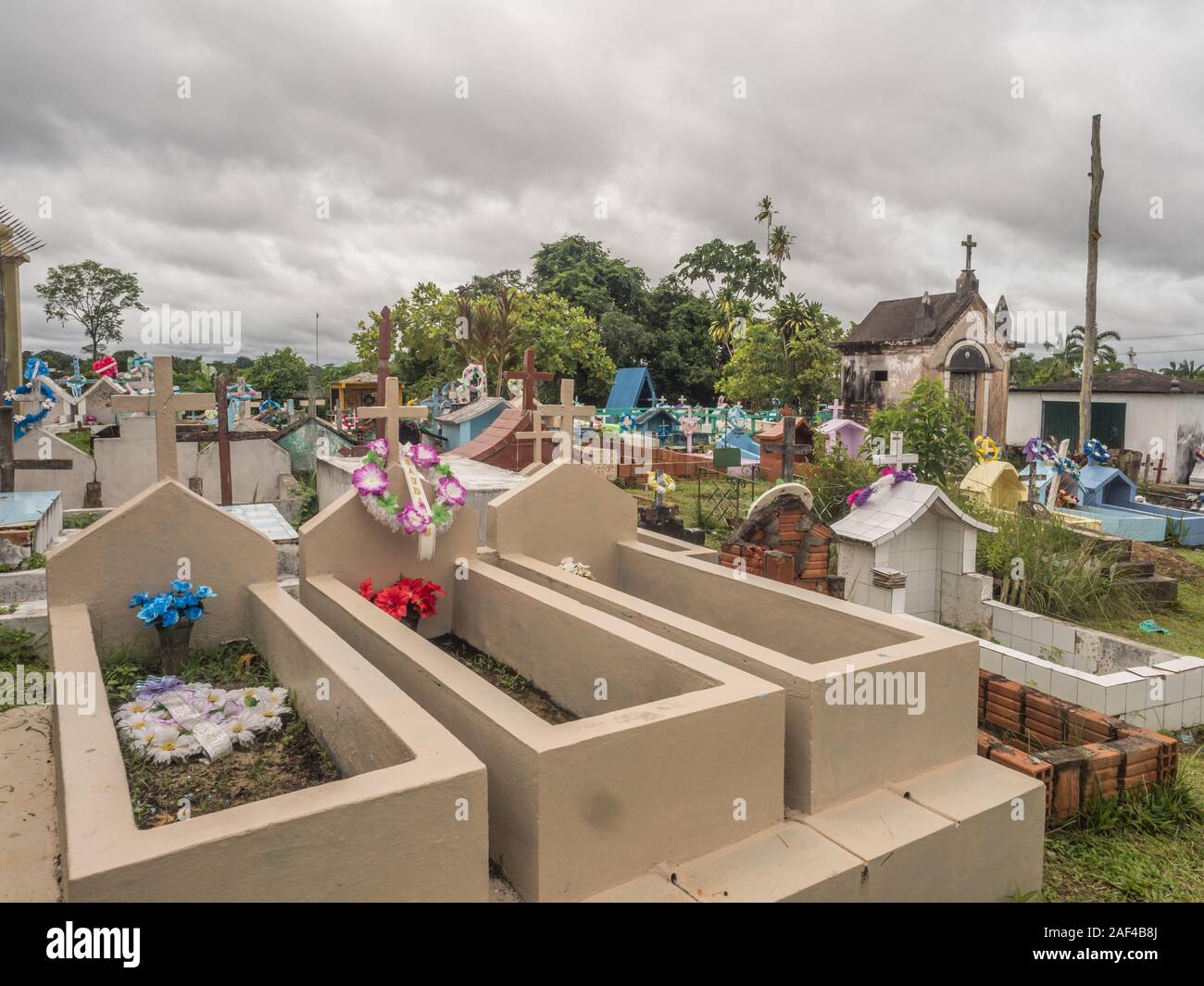 Benjamin Constant, Amazonas,Brazil - December 1 , 2018: Local cemetery ...