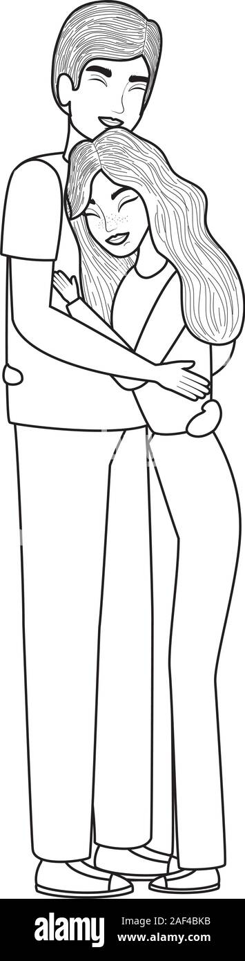 Couple of woman and man drawing vector design Stock Vector Image & Art ...