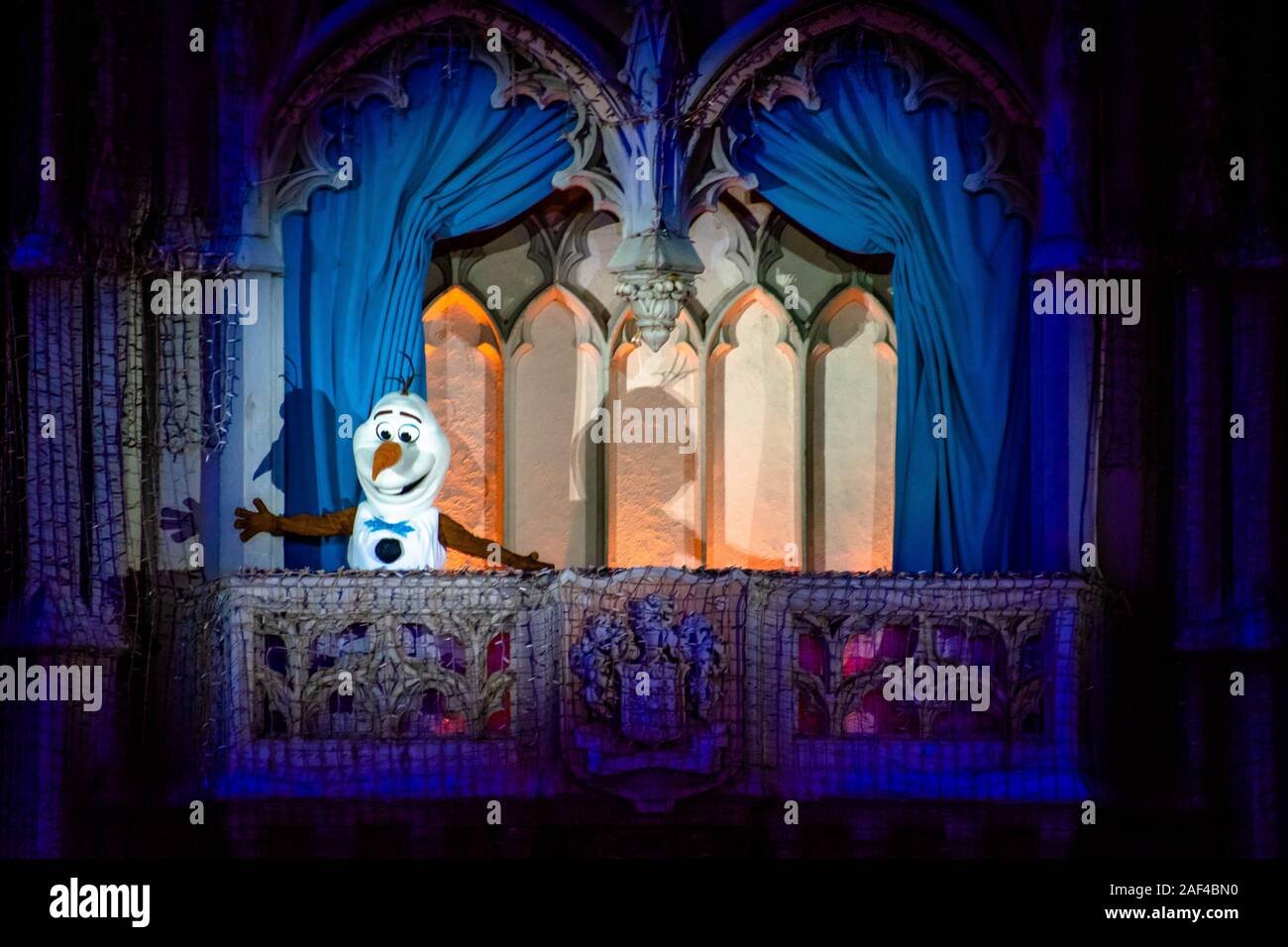 Orlando, Florida. December 05, 2019 . Olaf in A Frozen Holiday Wish at ...