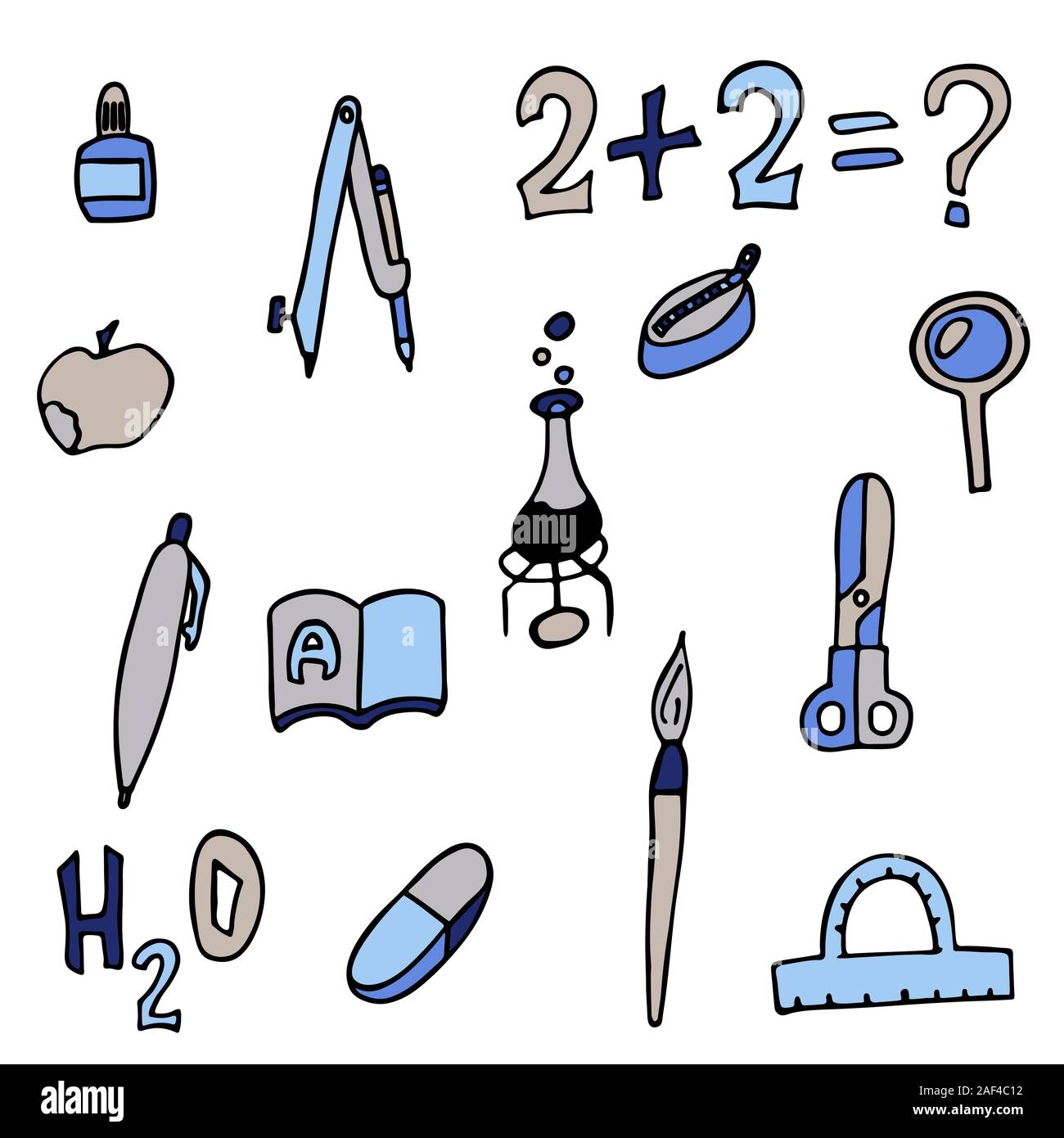 set of school things. isolated doodle stock vector illustration Stock ...