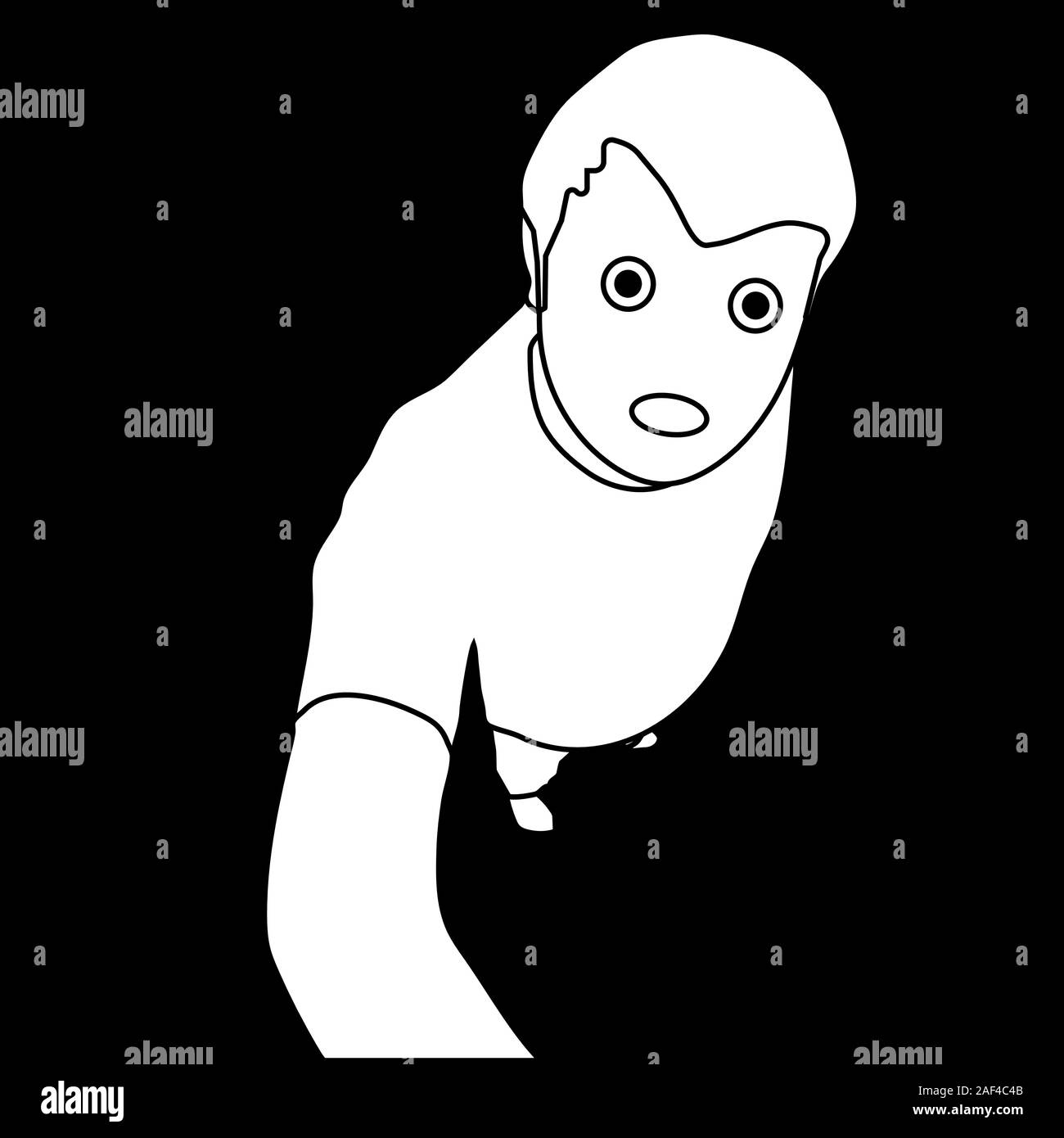 creepy character makes selfie on a black background. isolated stock ...