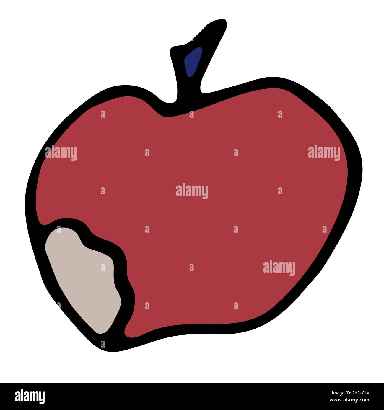 red bitten apple in doodle style. isolated stock vector illustration ...