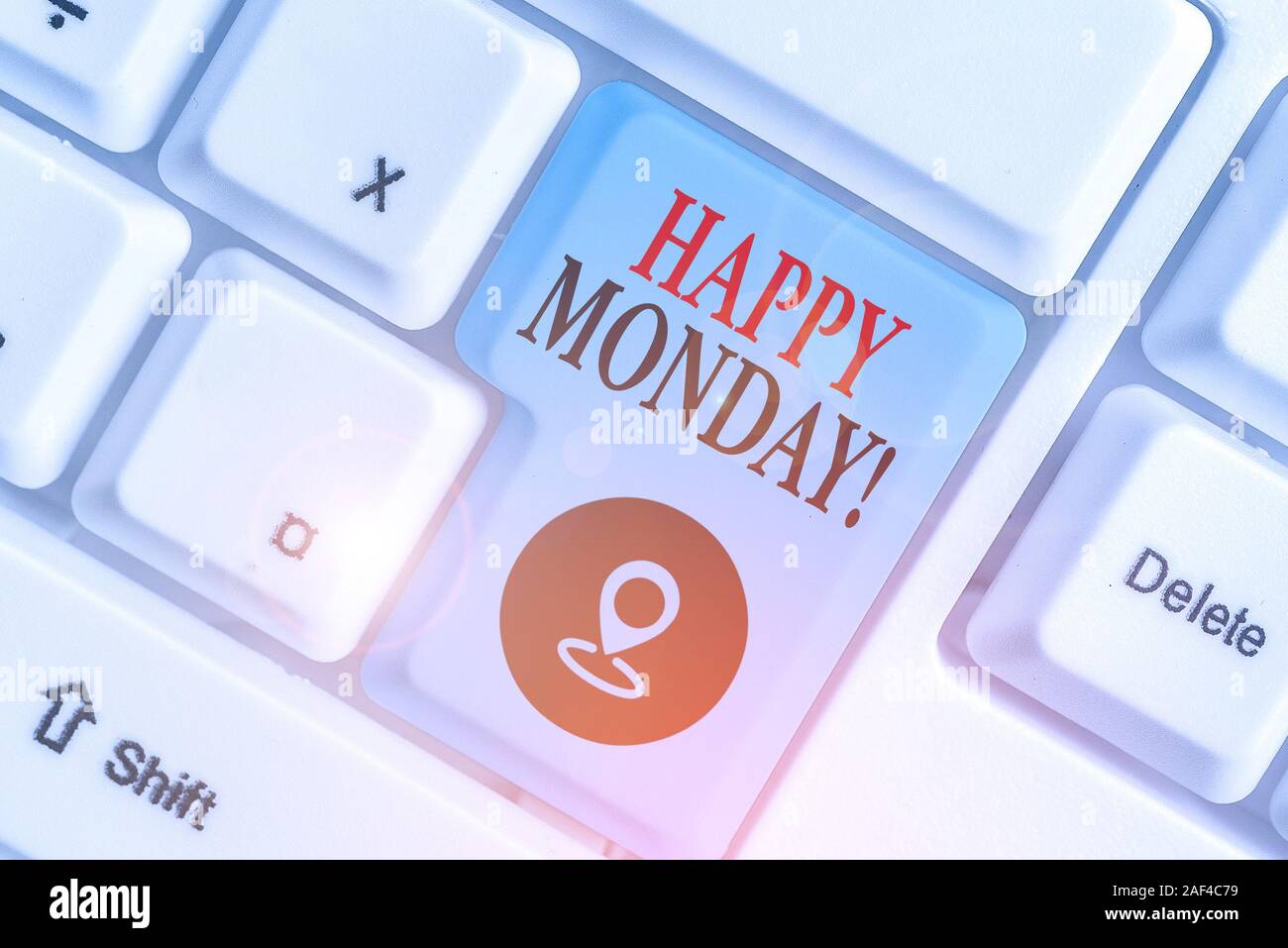 Writing note showing Happy Monday. Business concept for telling that ...