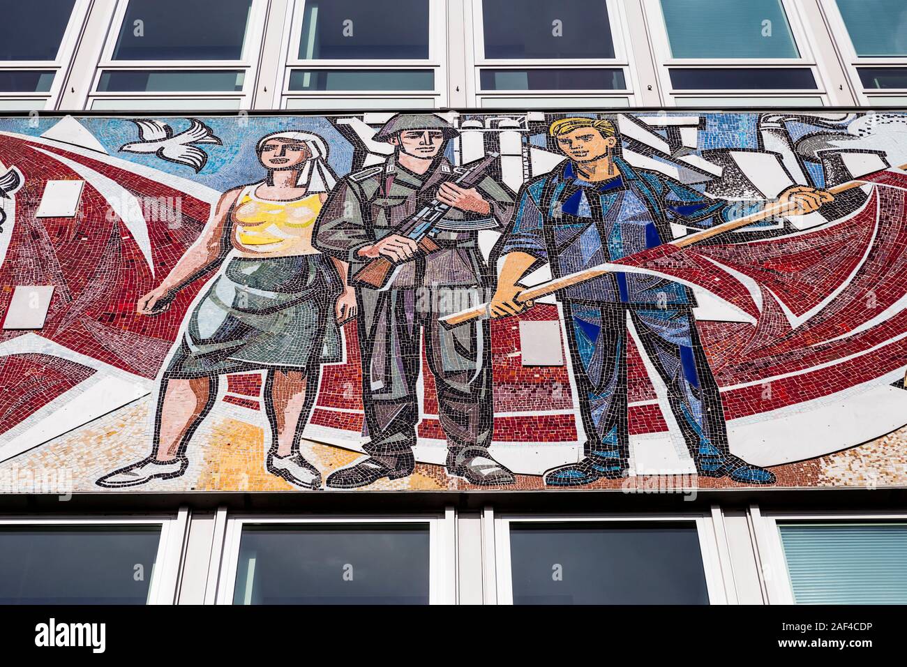 A view of the mural on the facade of the Haus des Lehrers in the centre ...