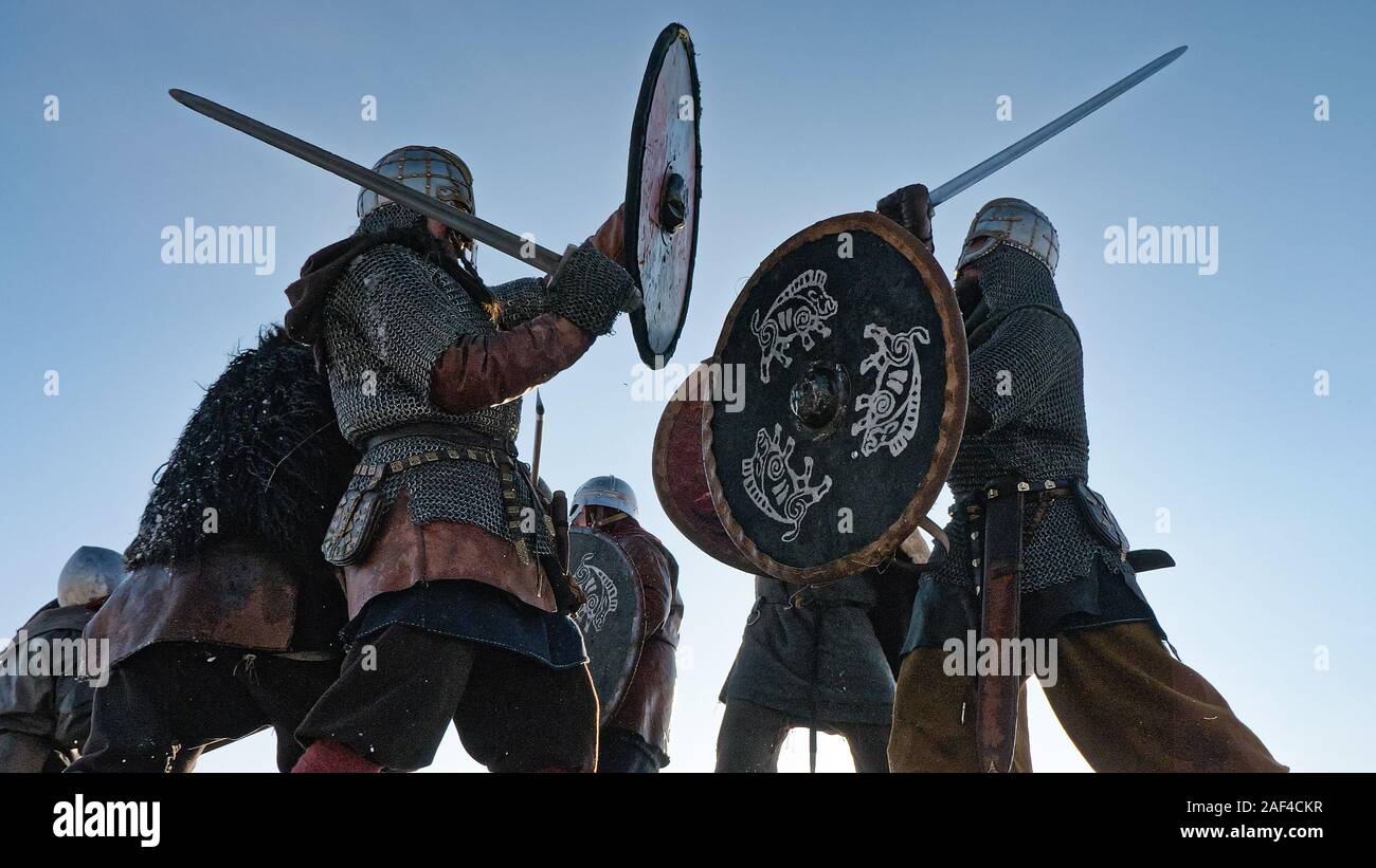 Medieval warriors fighting during sword hi-res stock photography and ...