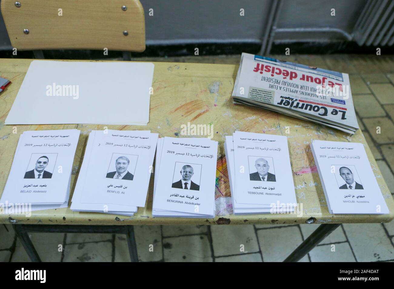 Algiers, Algeria. 12th Dec, 2019. Ballot papers can be seen following ...