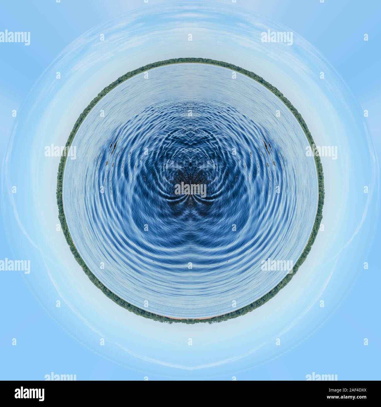 A planet filled with water with a blue sky Stock Photo - Alamy