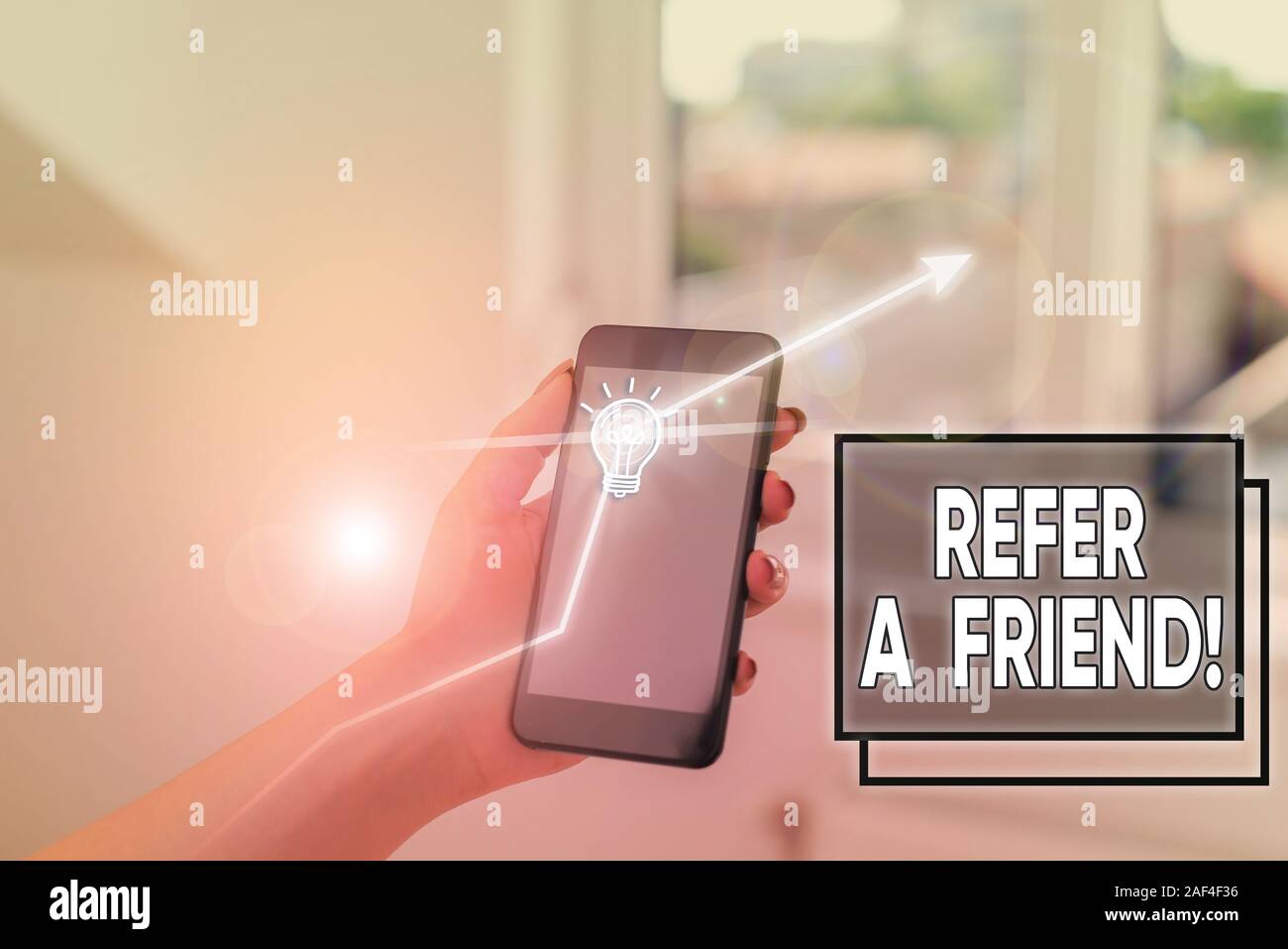 Text sign showing Refer A Friend. Business photo showcasing direct ...