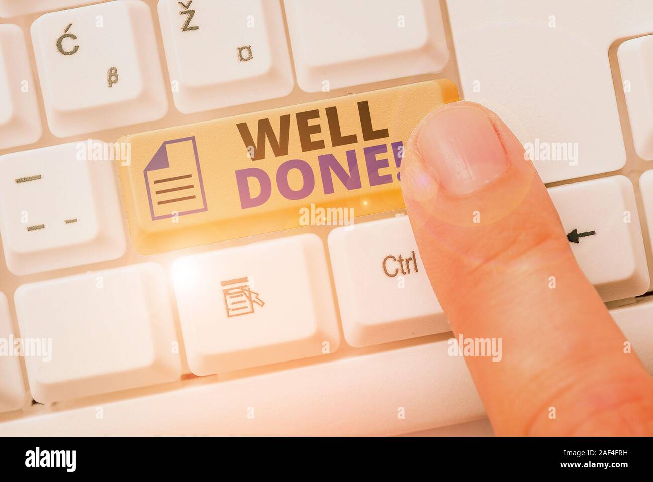 Writing note showing Well Done. Business concept for used praising ...