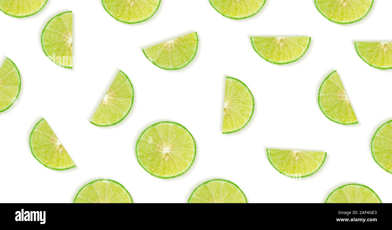 Fruit pattern of lime slices isolated on white background Stock Photo ...