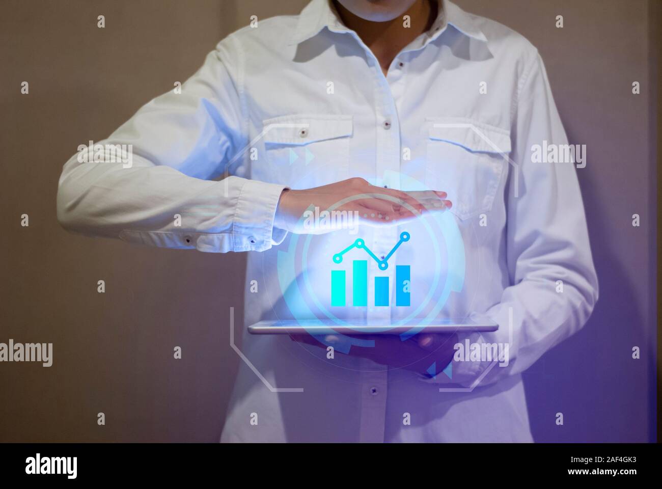hand held modern communication devices. business growth concepts Stock ...
