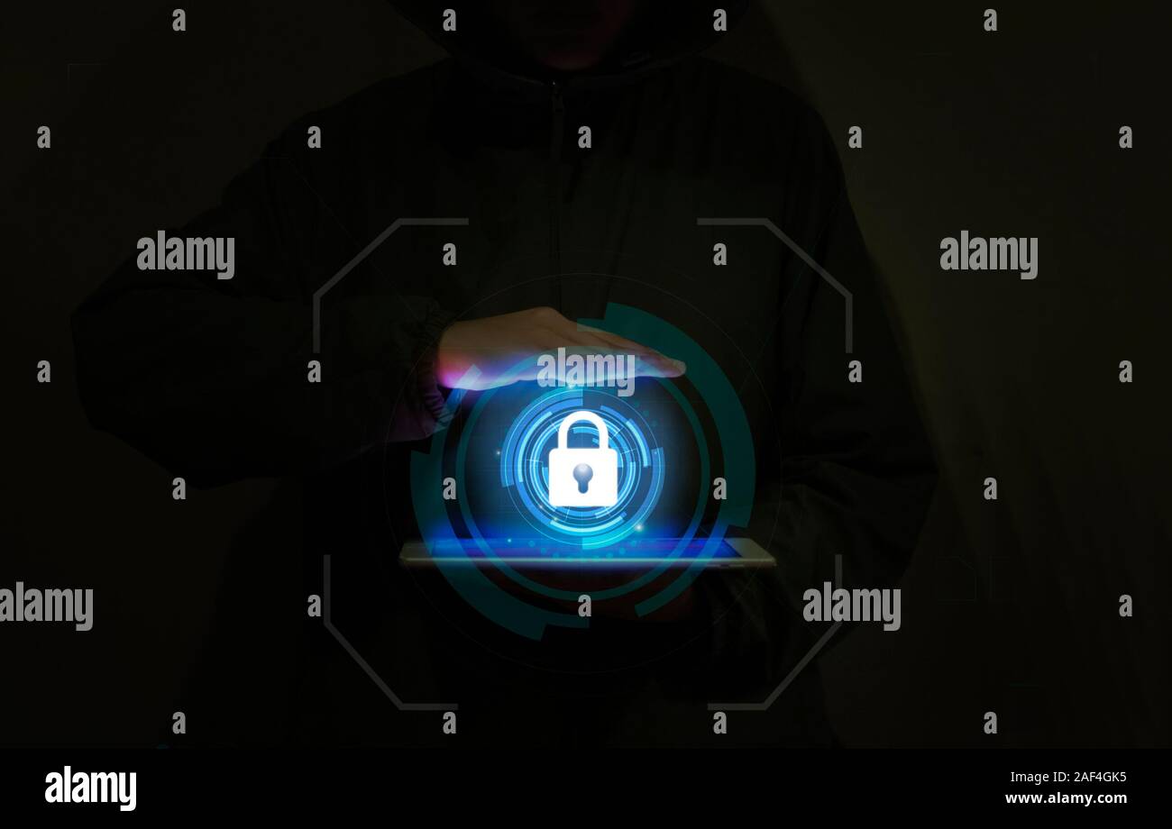 Cyber security concept man holding hi-res stock photography and images ...