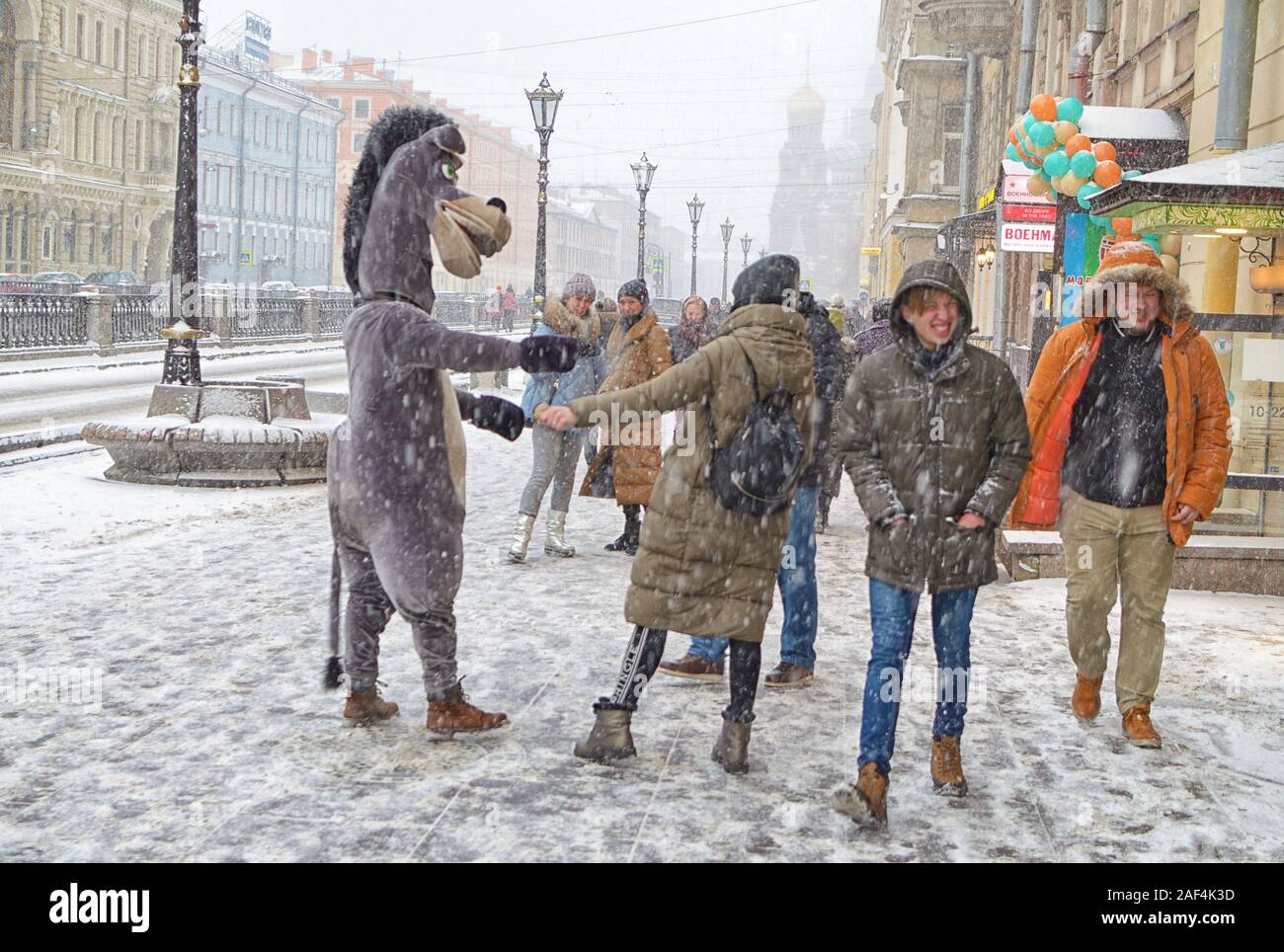 Saint-Petersburg.Russia.December 01.2019.The work of advertising agents ...