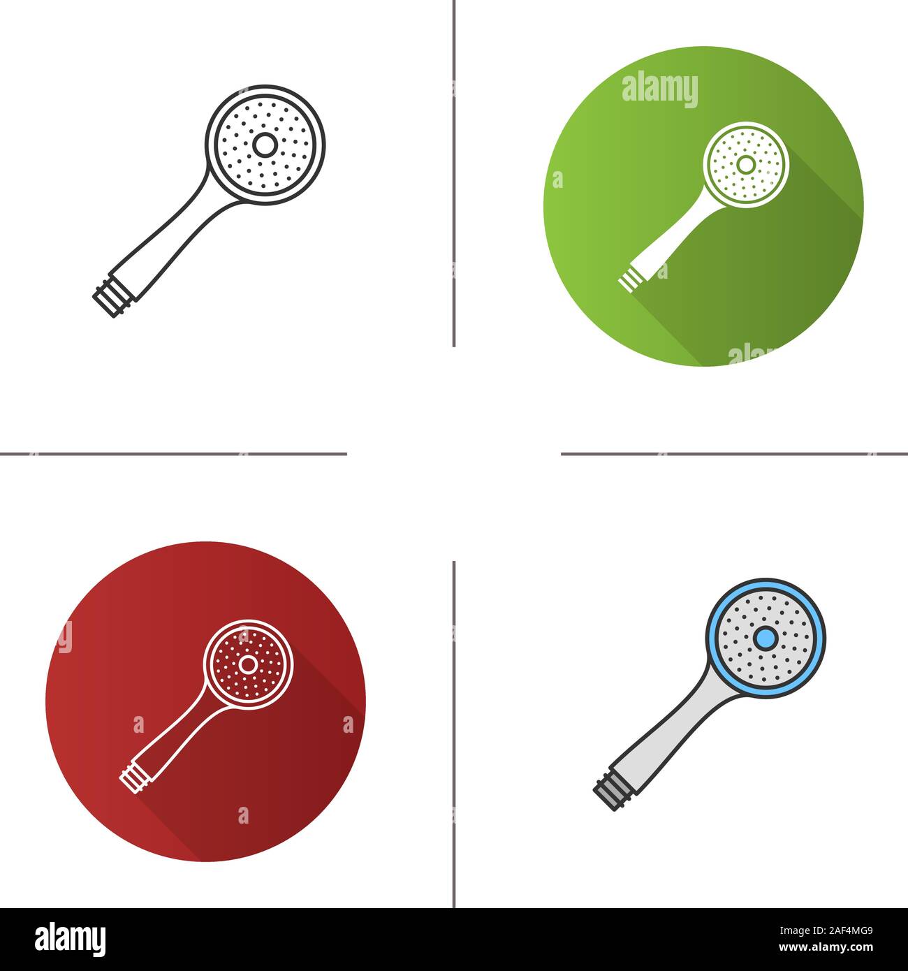 Shower head icon. Flat design, linear and color styles. Isolated vector ...