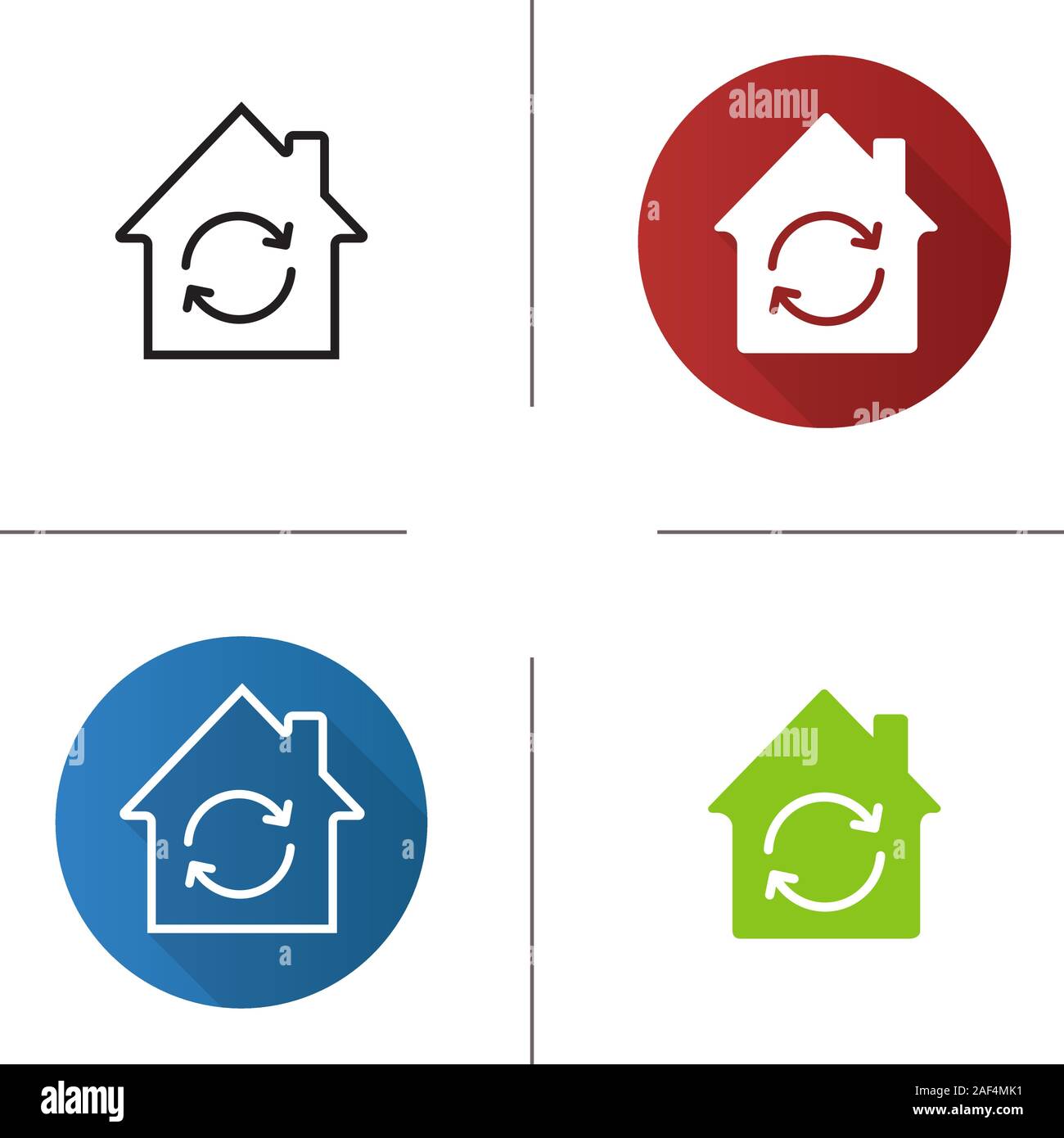 Home restoration icon. Flat design, linear and glyph color styles ...