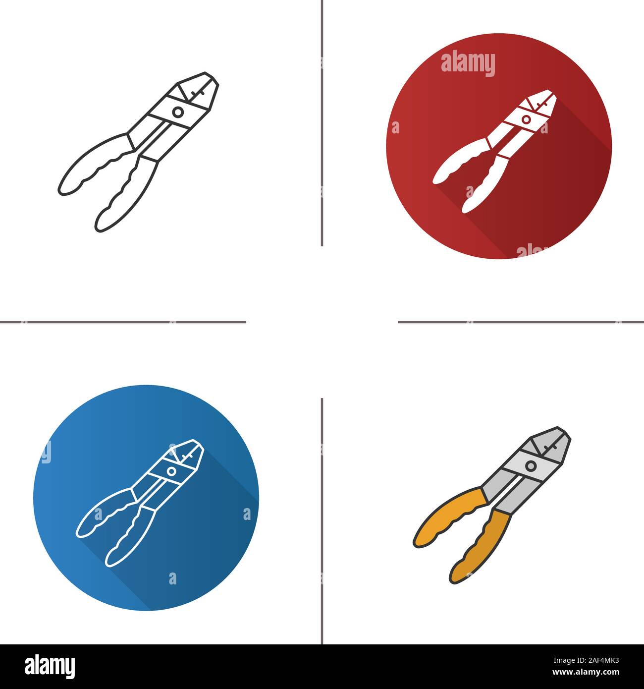 Combination pliers icon. Flat design, linear and color styles. Isolated ...