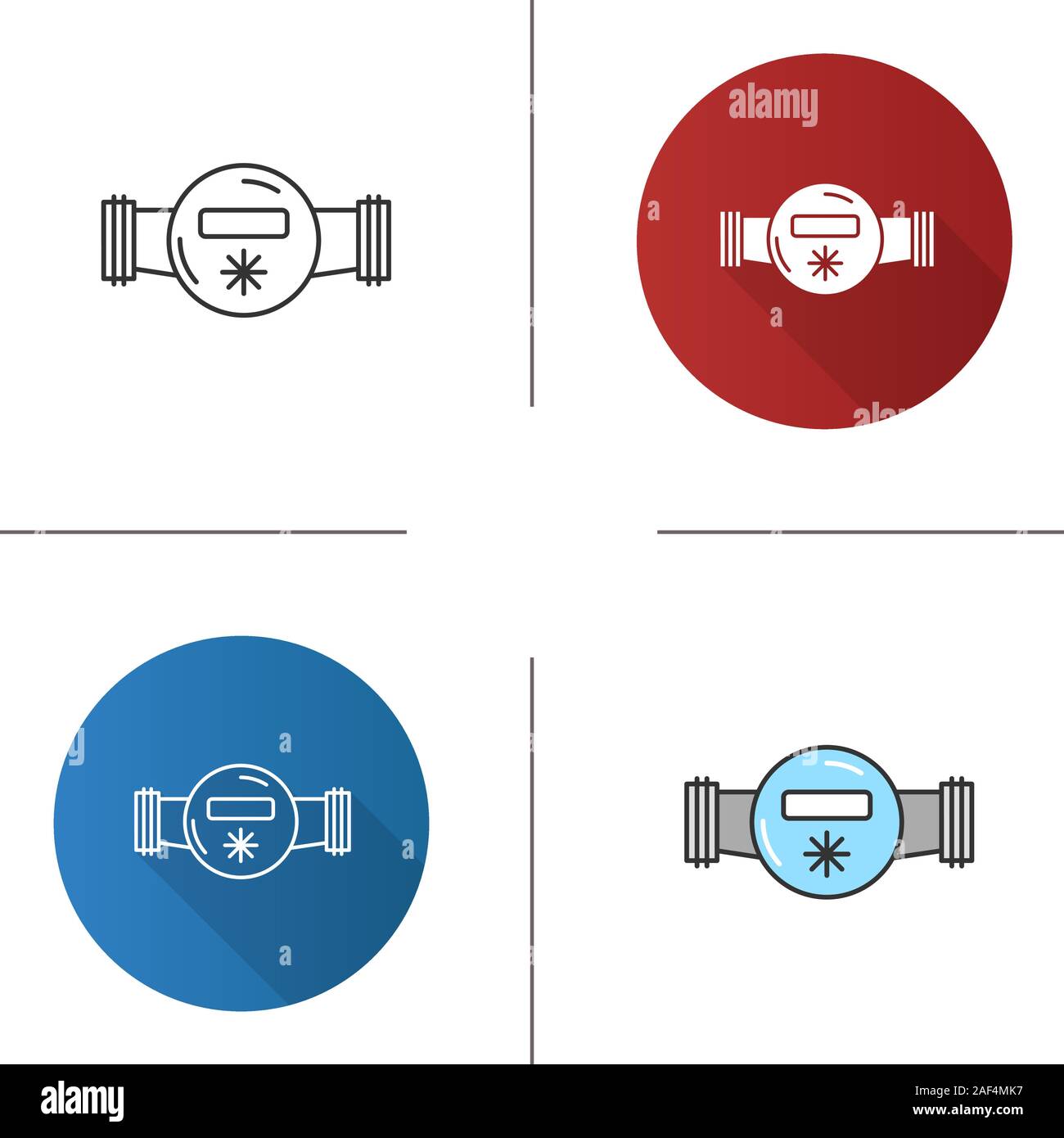 Water meter icon. Flat design, linear and color styles. Isolated vector ...