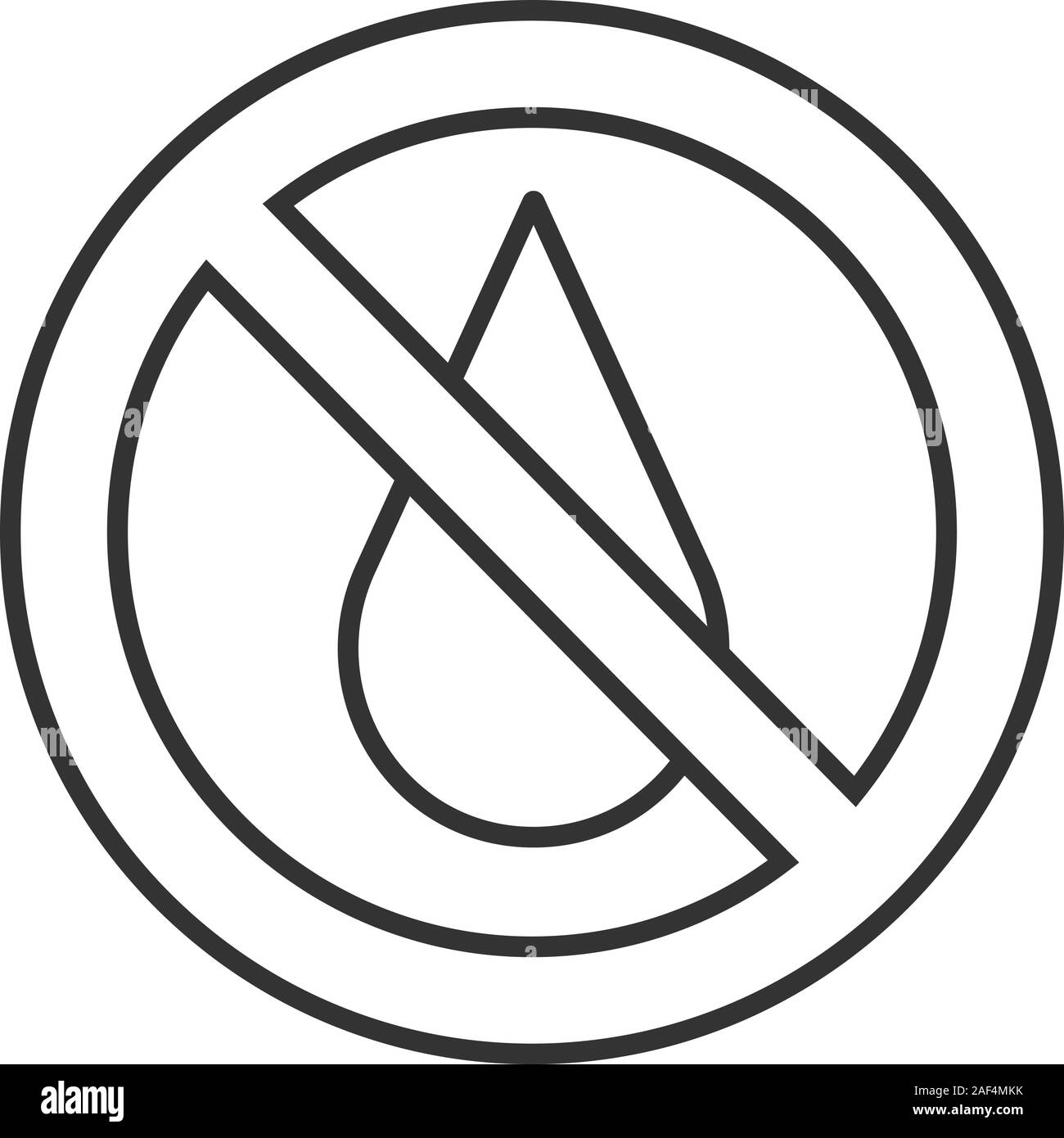 Forbidden sign with liquid drop linear icon. Thin line illustration ...