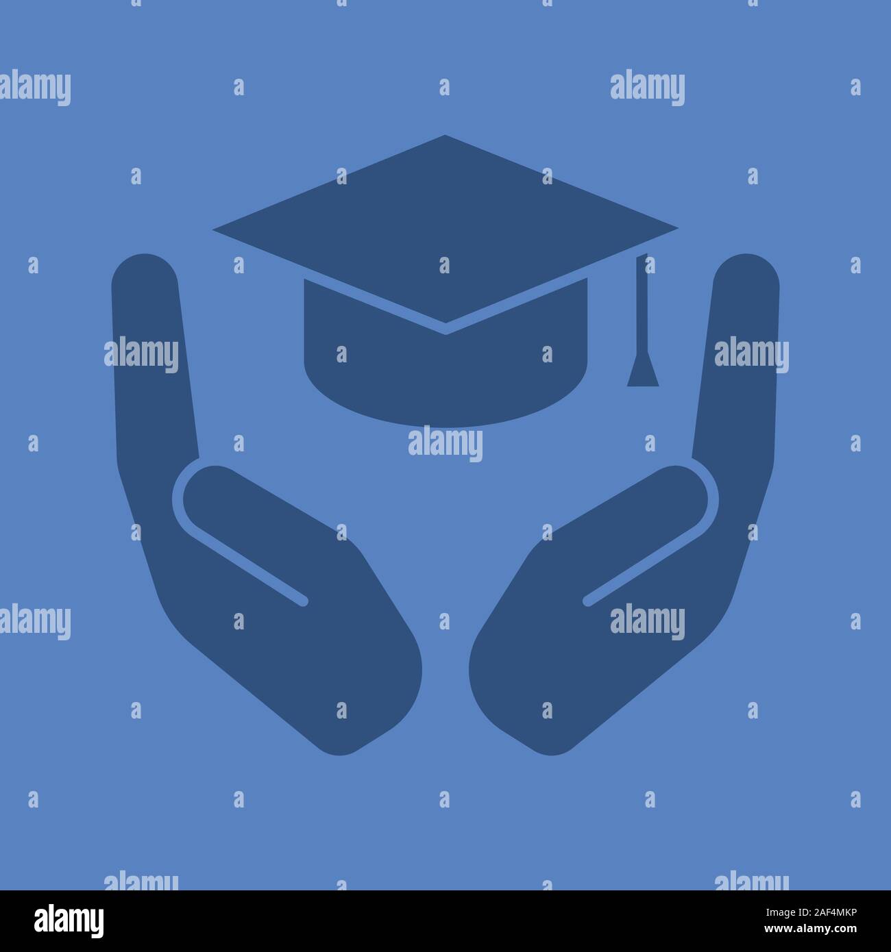 Open palms with graduation cap glyph color icon. Accessible education ...
