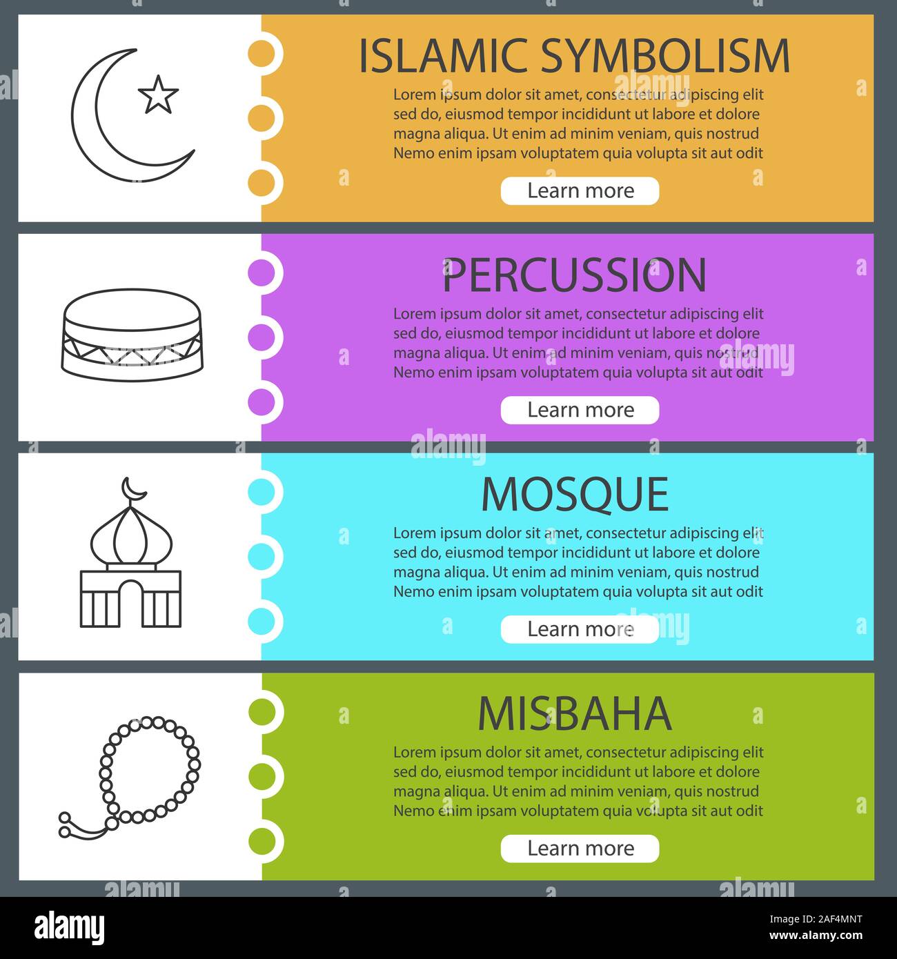 Islamic culture web banner templates set. Crescent moon and star ...