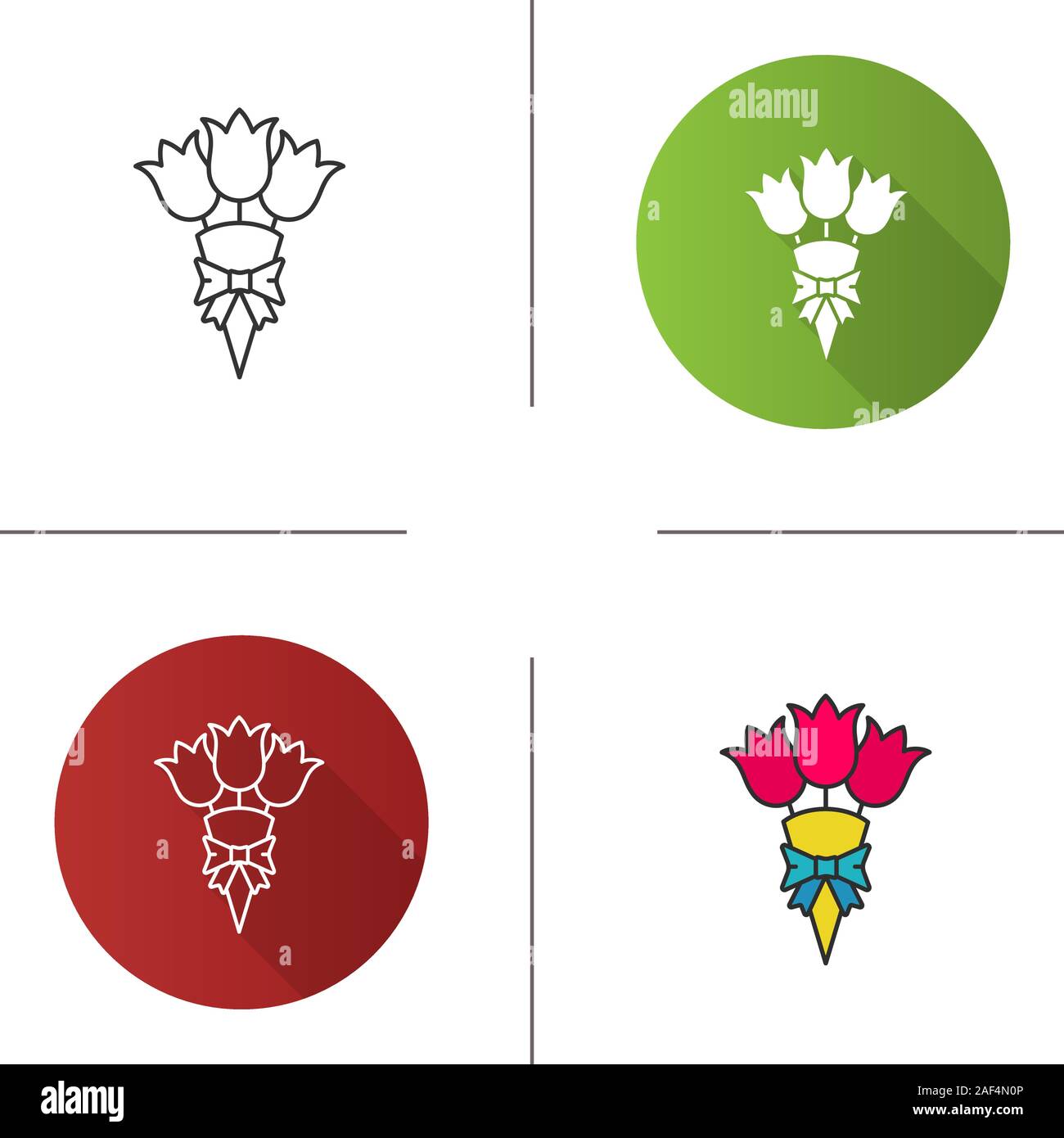 Bunch of flowers icon. Flat design, linear and color styles. Holiday ...